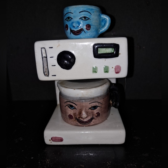 Accents | Clay Art Anthro Coffee Machine And Pot Salt And Pepper Shaker ...